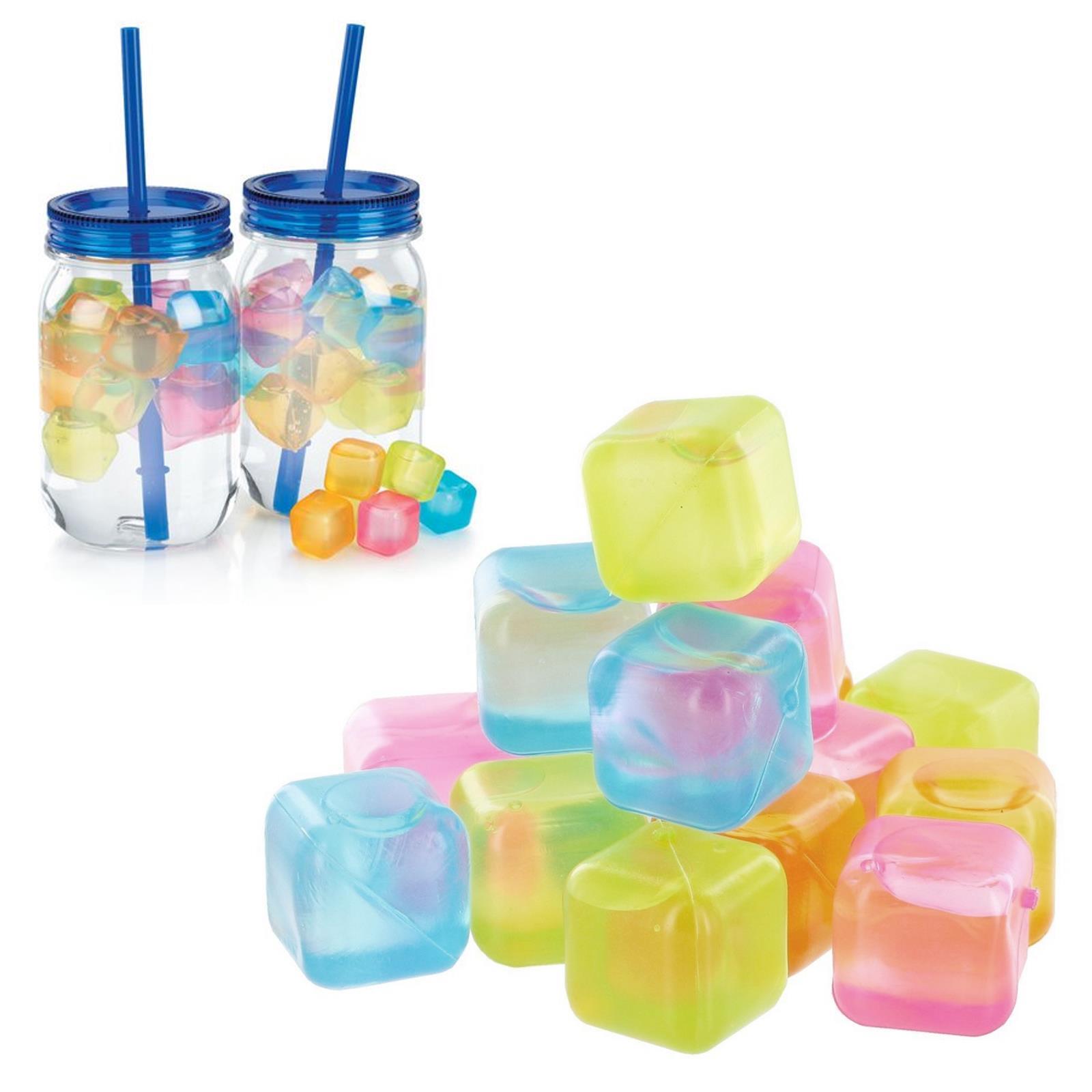 60pk Multicolored Plastic Freezable Ice Cubes Reusable Eco-Friendly ...