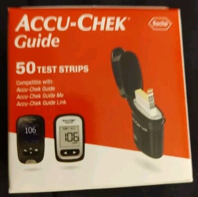 50 ACCU-CHEK Guide Test Strips Roche Blood Glucose EXP 7/25 Simple Use ...