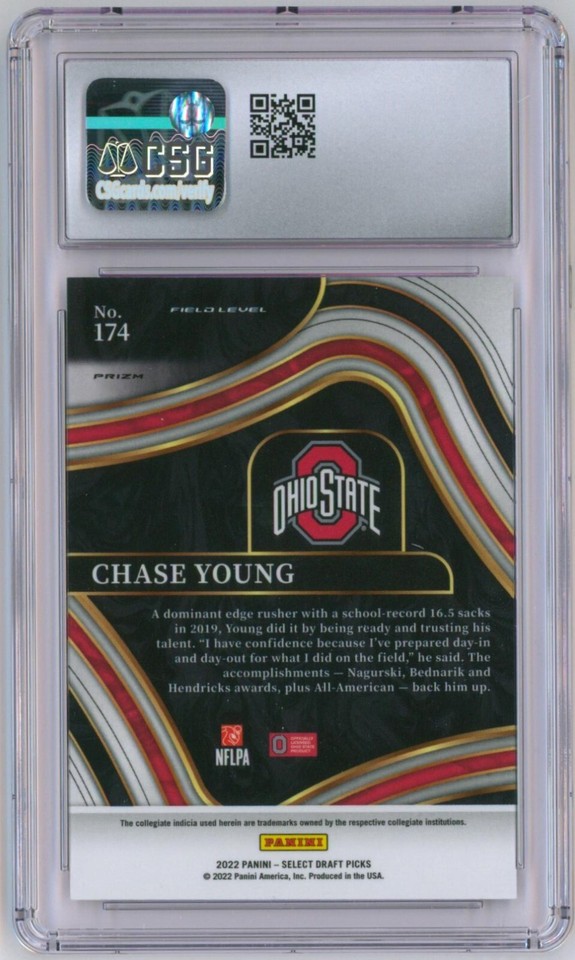 2022 Panini Select Draft Picks #174 Chase Young Silver CSG 9 ...