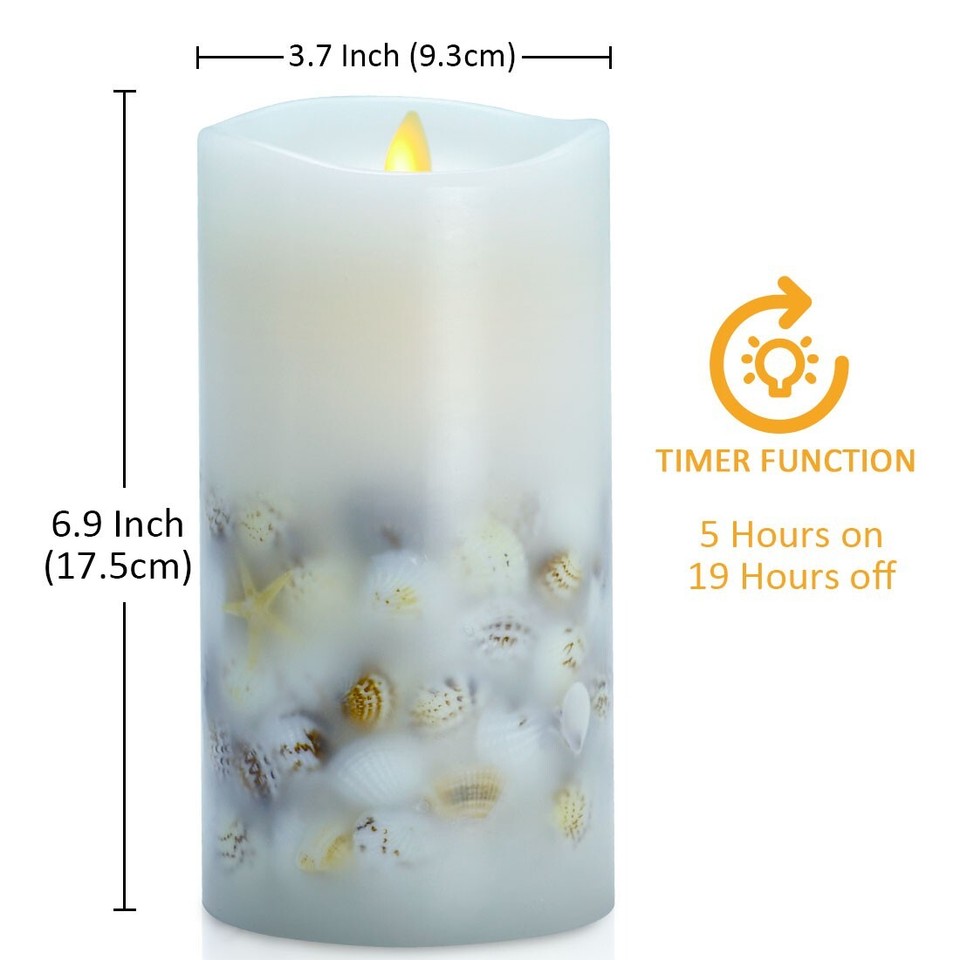 Seashell LED Candles Real Wax Flicker Battery Candles for Party Wedding ...