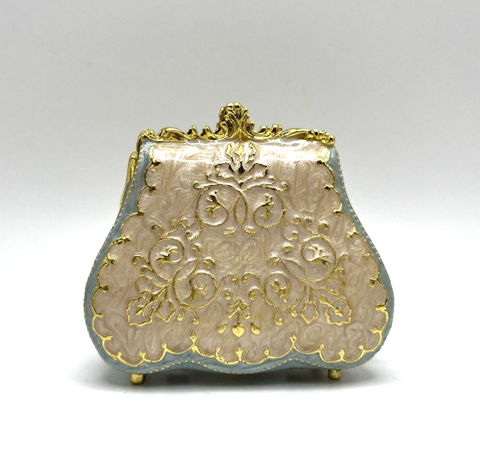 Vintage Pocketbook Trinket Box Bejeweled Enamel Crystals Purse ...