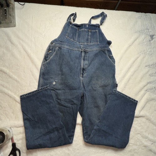 Guide Gear Flannel Lined Blue Denim Bib Overalls XL 100% Cotton Shell ...