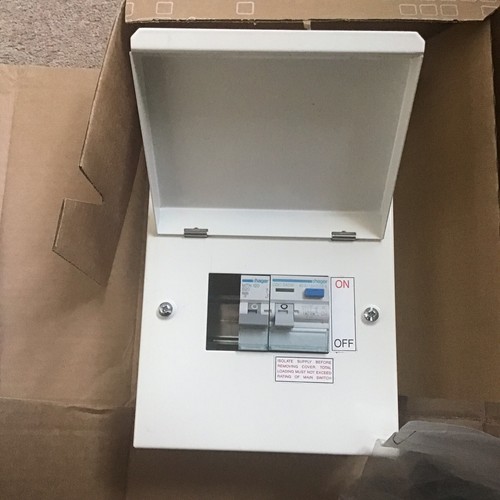 Hager 2 Way Metal Clad Garage Consumer Unit RCD plus various cable ...