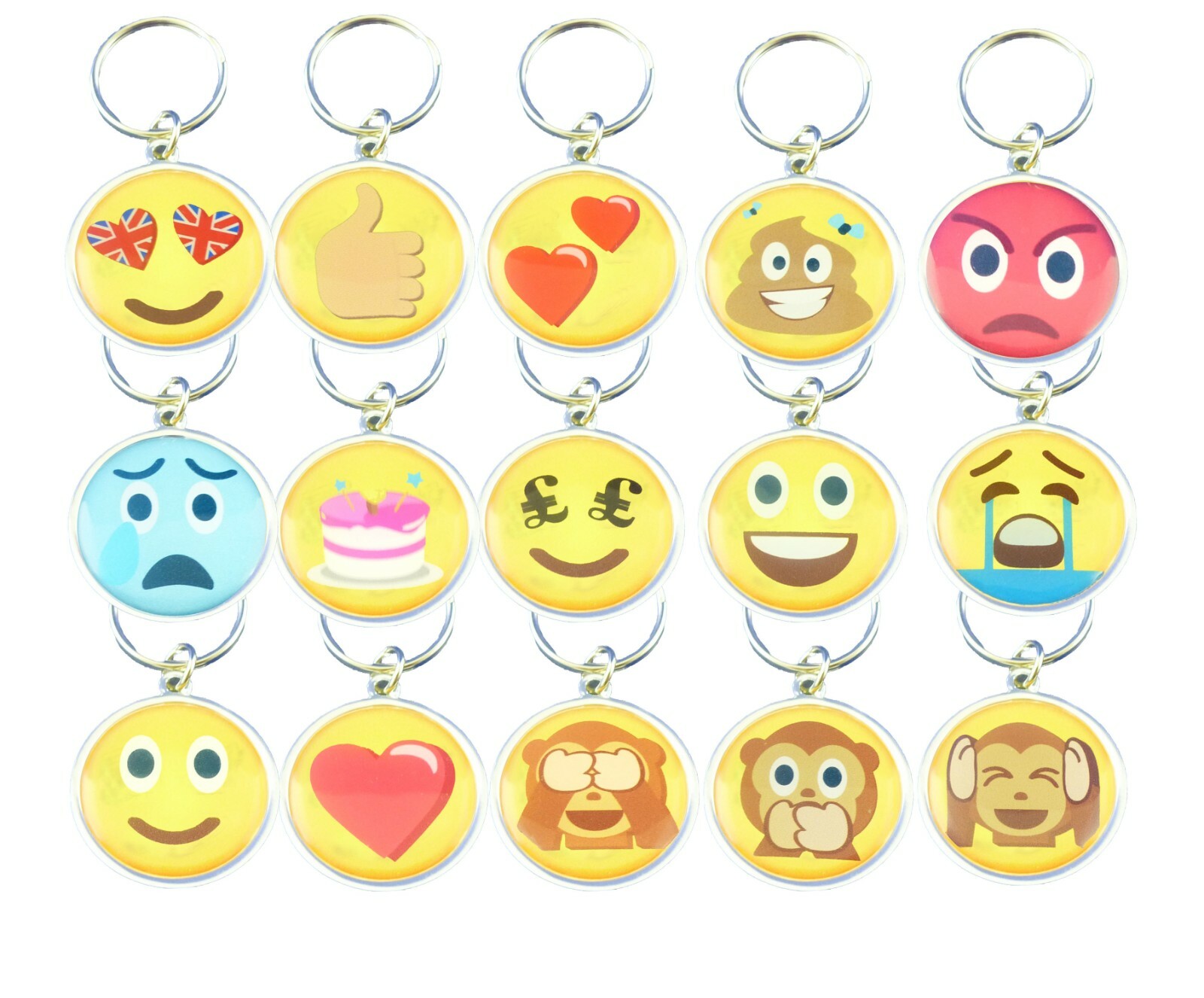 Pack of Emotives Keyrings - Emoji Metal Key Ring | eBay UK