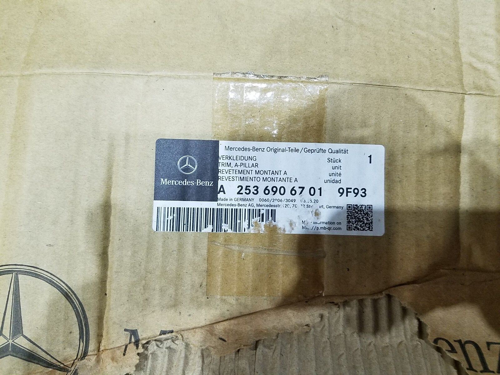 Mercedes-Benz GLC X253 Front Right a Pillar Trim A2536906701 2018 for ...