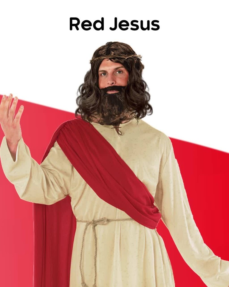 Men`s Jesus Costume Adult Christ Robe + Wig Beard Religious Biblical ...