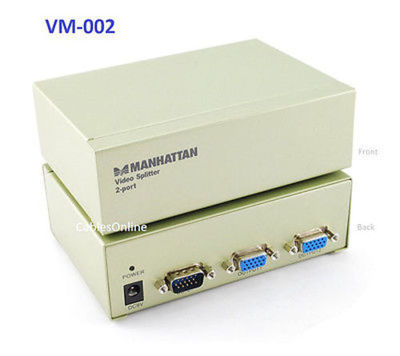 2-Way HD15 VGA Monitor Video Splitter/ Multiplier Adapter, 1 PC to 2 ...