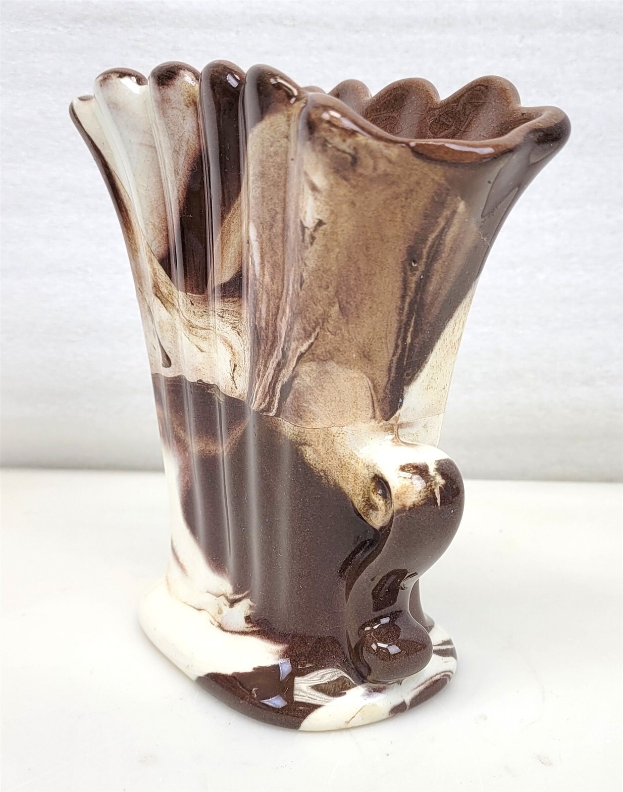 Tri State China East Liverpool Ohio JUANITA WARE Brown Pottery Fan Vase ...