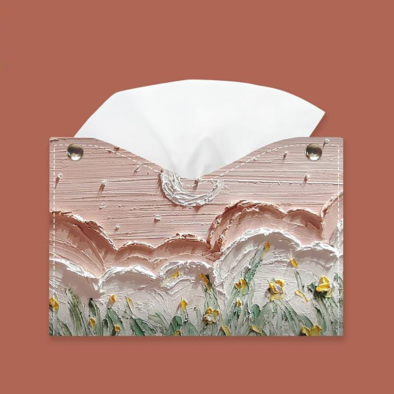 European Retro Oil Painting Tissue Box Cosmetic Sundries Storage Box ...