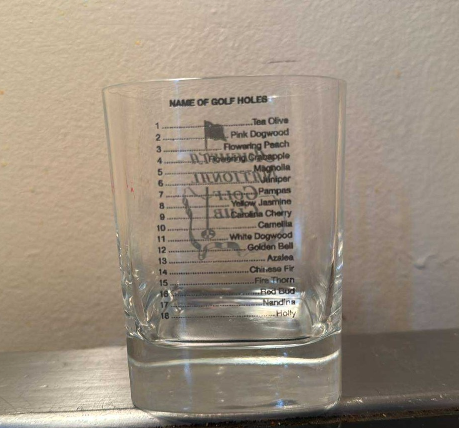 AUGUSTA NATIONAL GOLF CLUB MASTERS TOURNAMENT WHISKEY GLASS with names ...