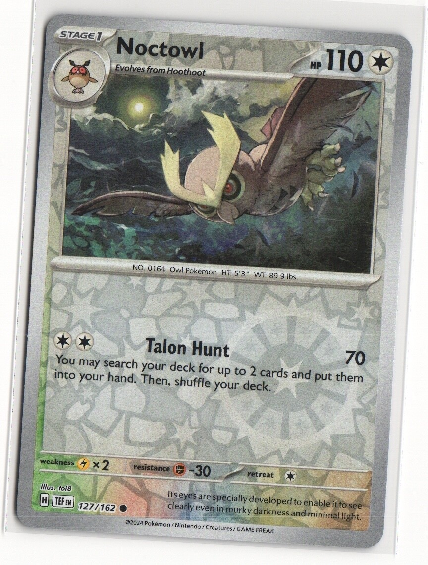 Noctowl 127/162 Reverse Holo Pokemon TCG Scarlet & Violet: Temporal ...