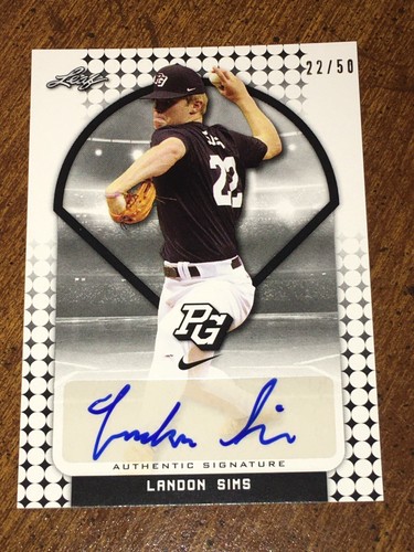 LANDON SIMS 2018 LEAF PERFECT AUTOGRAPH Black #22/50 Diamondbacks XRC ...