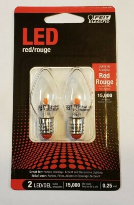 Red LED E-12 Base Night Light Bulbs 2-Pack Feit Electric New BPC7RJW | eBay