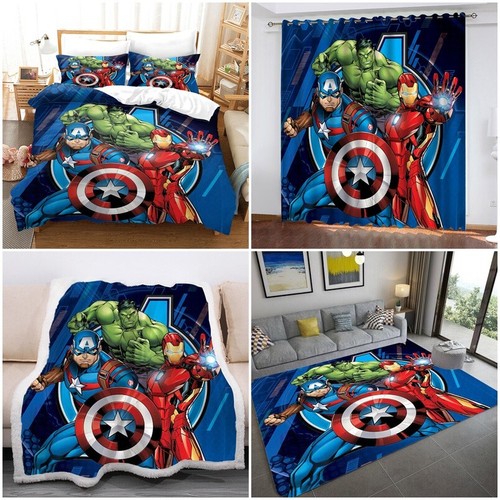 Avengers Superhero Duvet Cover Bedding Set Carpet Floor Mat Blanket ...