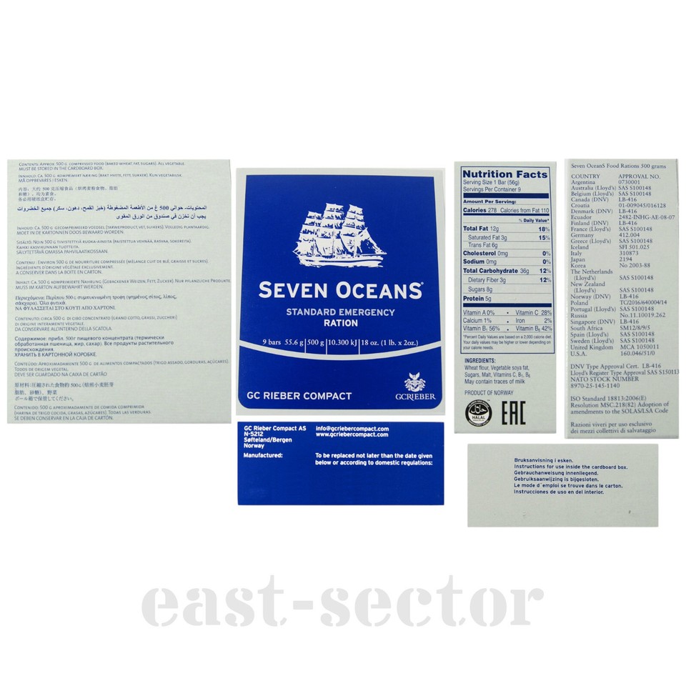 x2 Box SEVEN OCEANS Emergency Food Ration Meal Survival Biscuits MRE ...