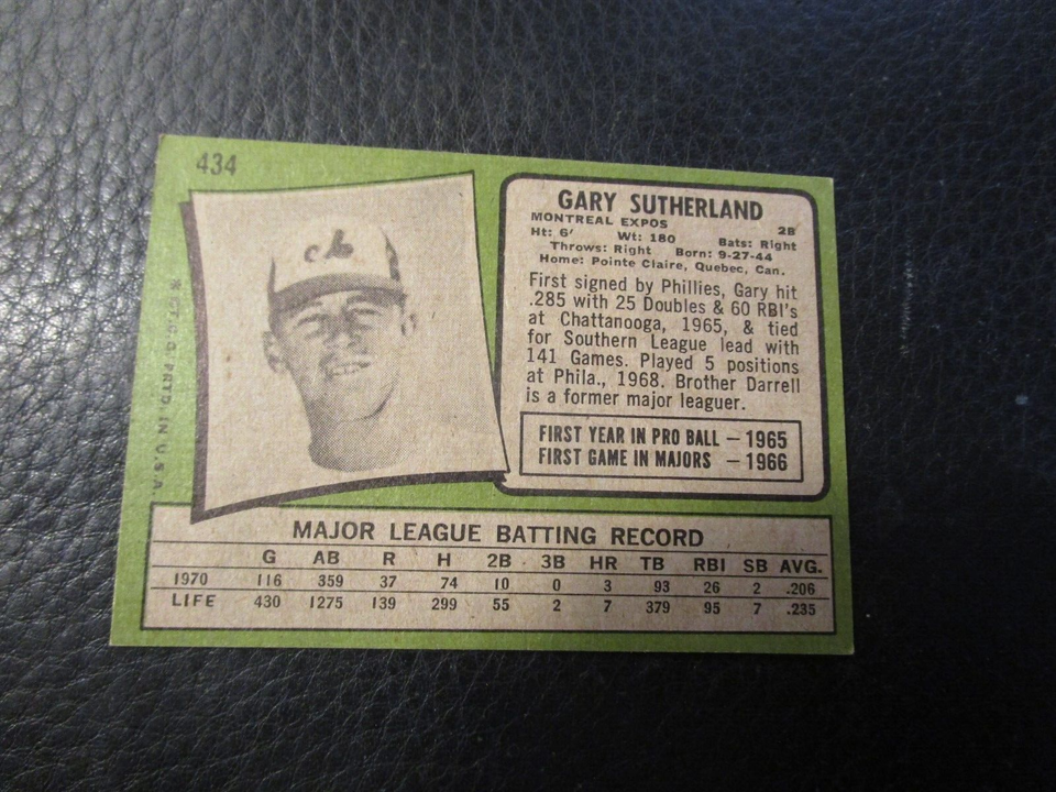 1971 TOPPS #434 GARY SUTHERLAND EXPOS EXMT | eBay