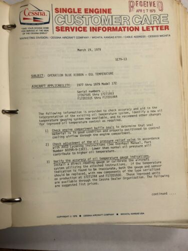 Cessna Single Engine Service Info, Advisories, Bulletins,1979-80 ...