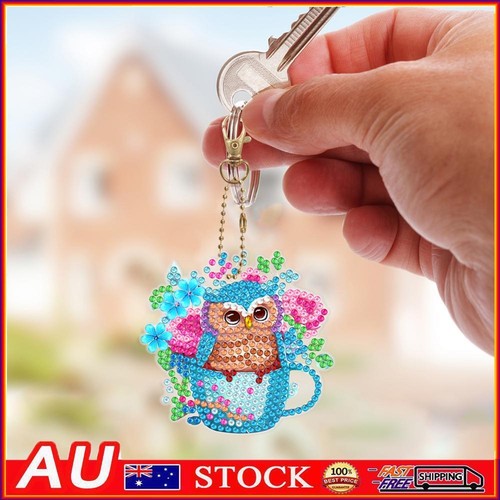 5D Diamond Art Key Rings Art Craft DIY Double Sided Cartoon Gifts ...