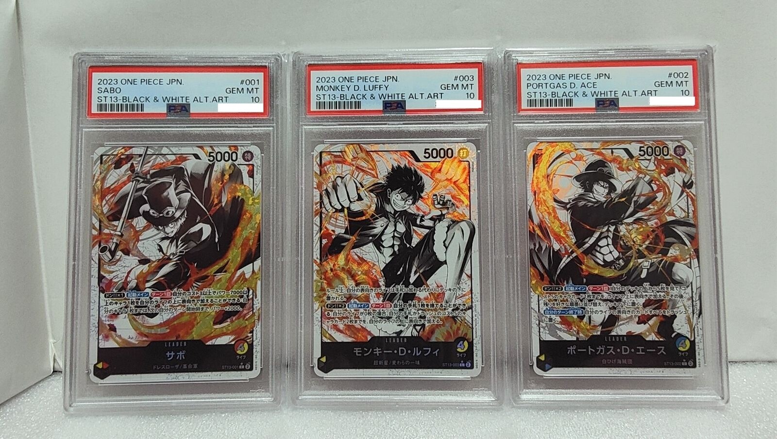 PSA 10 Sabo Ace Luffy ST13 Black & White Alt Art 2023 ONE PIECE Card ...