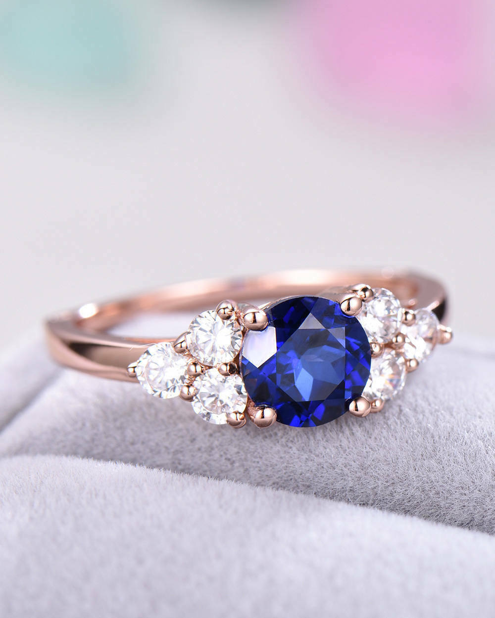 3ct Lab-Created Sapphire Engagement Ring 14k Rose Gold Plated ...