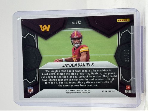 JAYDEN DANIELS 2024 MOSAIC NFL ROOKIE RED YELLOW FUSION CHOICE RC /80 ...