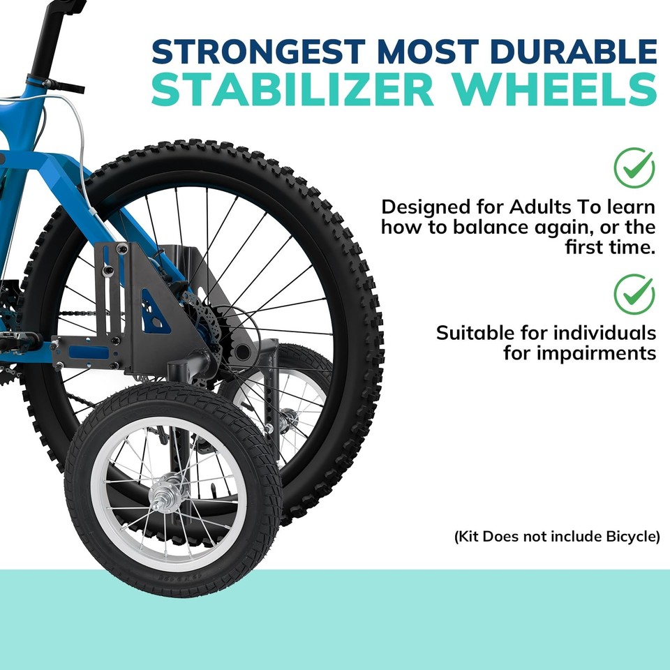 Adjustable Adult Bicycle Bike Stabilizers Training Wheels Fits 24" to ...