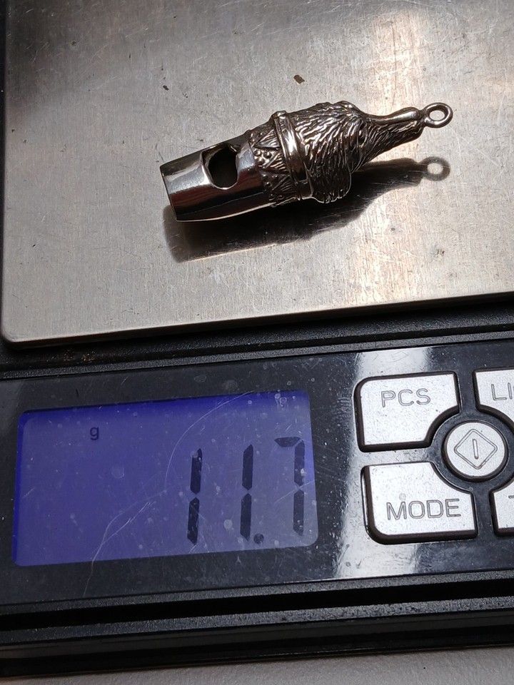 ANTIQUE HM STERLING SILVER NOVELTY CHATELAINE WHISTLE DOG FOB SPORT ...