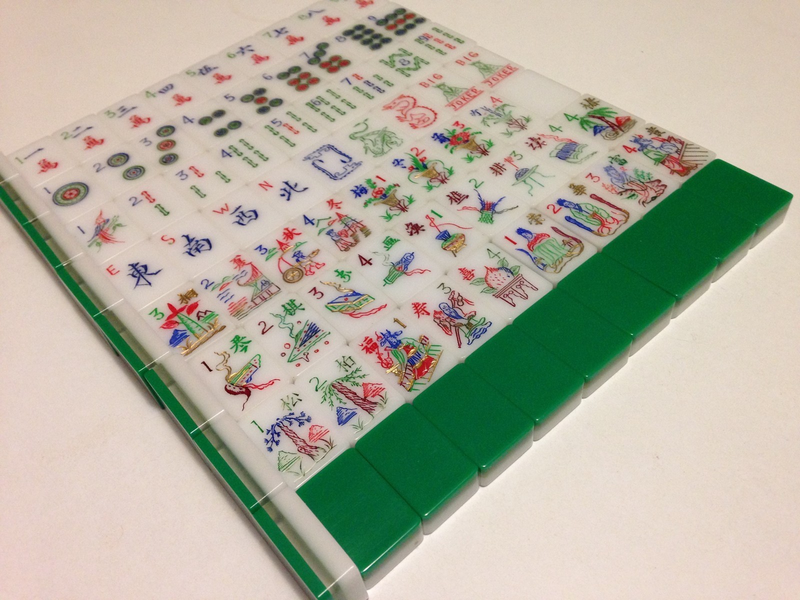 Green 3-Tone Tri-Color Tiles 1950s Mah Jong Jongg_ Joker/Replace_Lot3 ...