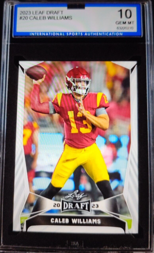 CALEB WILLIAMS 2023 LEAF GRADED "GEM-MINT 10” LTD Blue ROOKIE CARD #20 ...