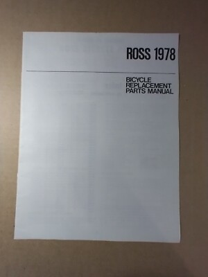 Vintage 1978 Ross Bicycle Replacement Parts Manual N0 PICTURES | eBay
