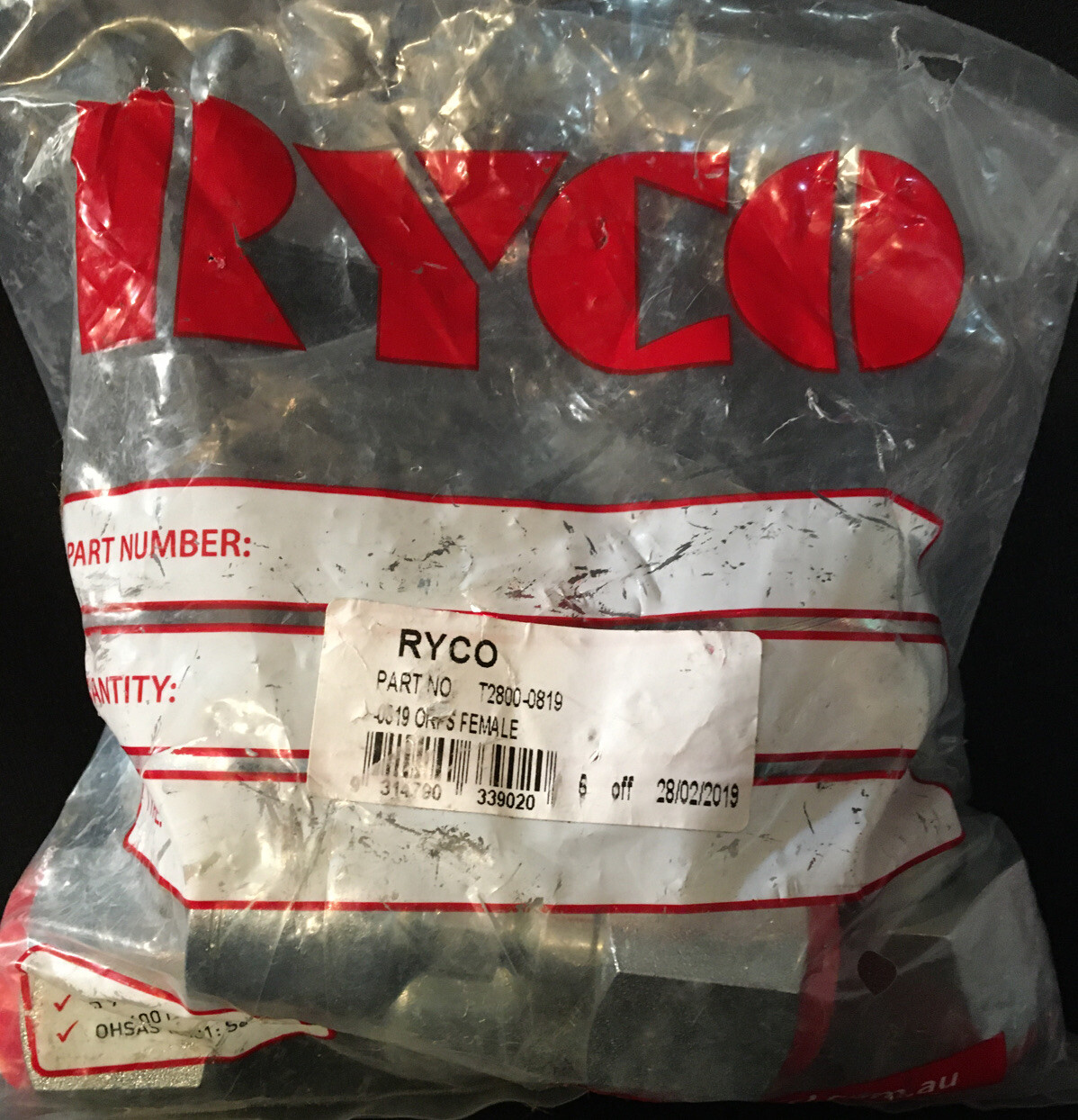 RYCO T2800-0819 ORFS FEMALE. Lot Of (5) for sale online | eBay