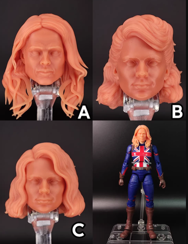 ML Size Unpainted Illuminati Peggy Carter Head Carved 1/12 Scale Model ...