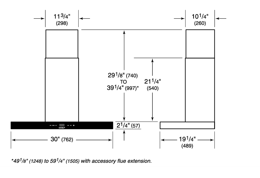 Wolf 30" Wall Mount Range Hood VW30B Black Glass & Stainless Steel ...