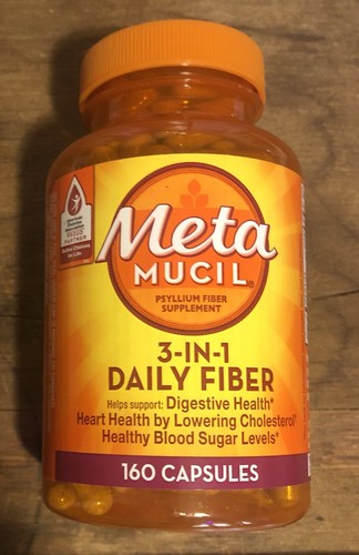 Metamucil 3 in 1 Daily Fiber Digestive Health 160 Capsules EXP 11/2027 ...