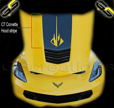 C7 Corvette Hood Stripe w/ Stingray Graphic Logo Vinyl Decal 2014-2019 ...
