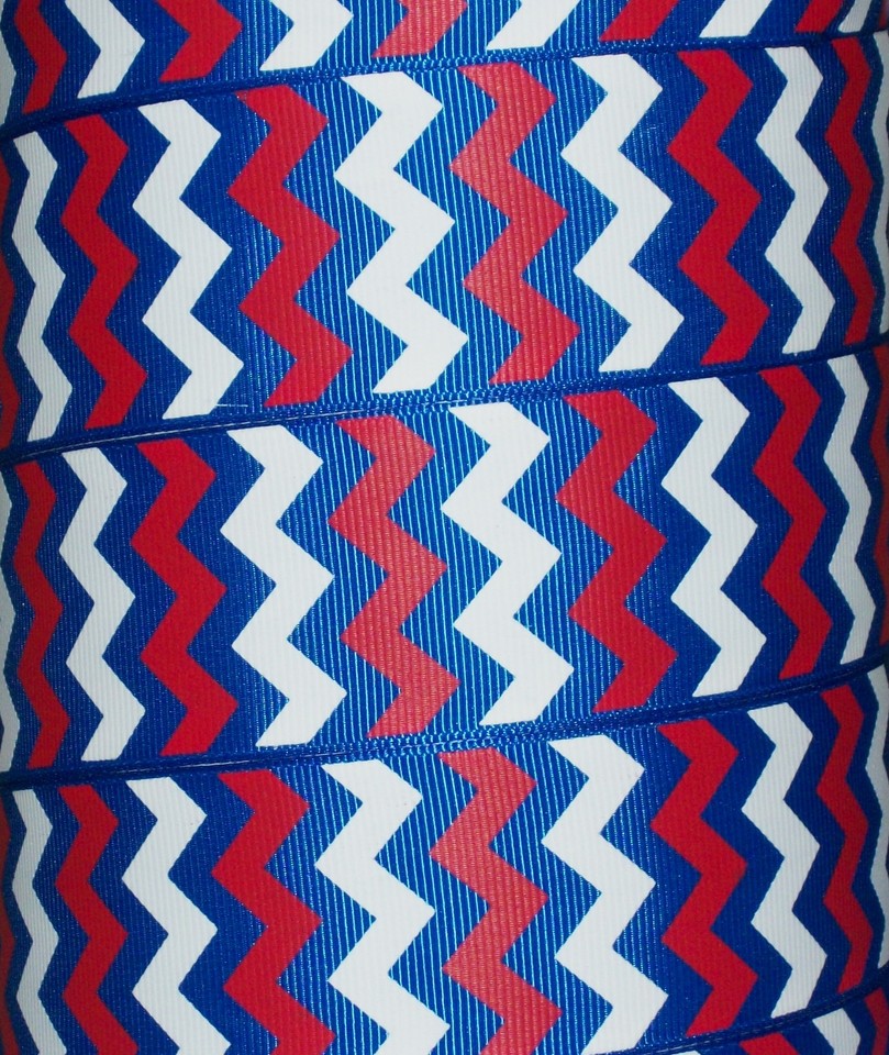 5 yards 1.5" PATRIOTIC RED WHITE ROYAL BLUE ZIG ZAG CHEVRON GROSGRAIN ...