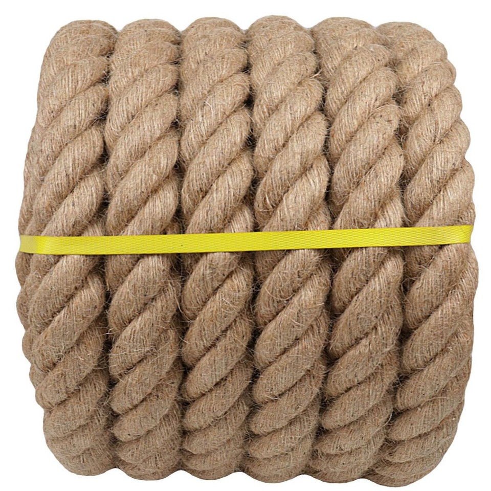 Twisted Manila Rope Natural Jute Rope (2 Inch x 25 Feet) Heavy Duty ...