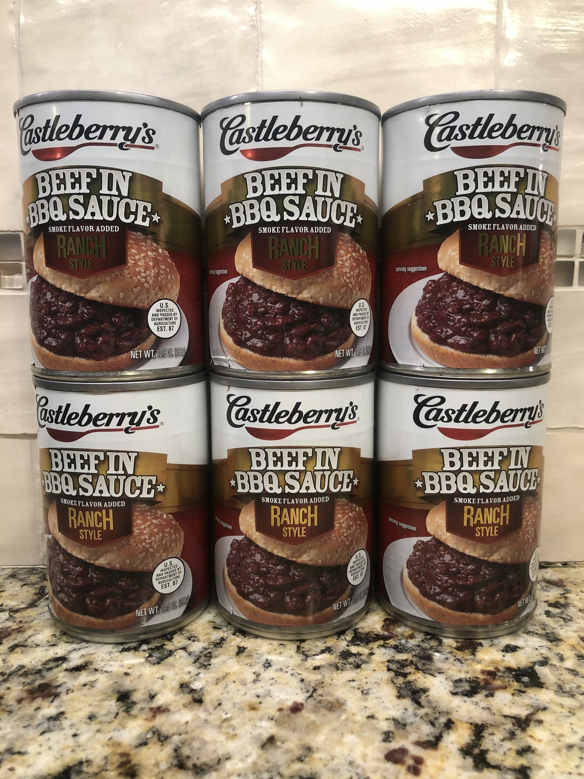 6 CANS Castleberry's Beef in BBQ Sauce Ranch Style 10.5 oz Sandwich ...