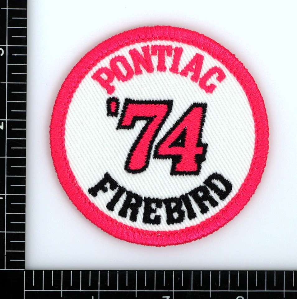 1974 Pontiac Firebird Embroidered Patch Ivory/Neon Pink Iron-On Sew-On ...