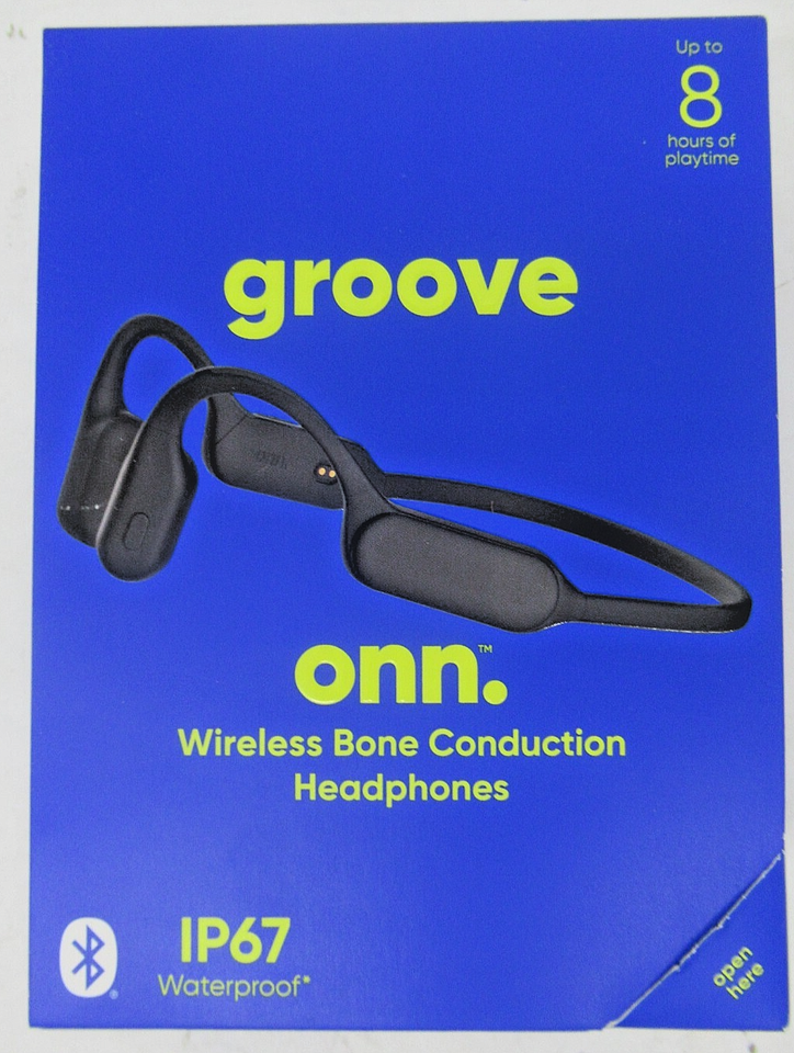 onn. Groove Wireless Bone Conduction Headphones, up to 8 hours, IP67 ...