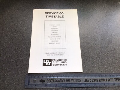 Edinburgh City Bus Service 60 Lothian Region Transport Timetable August ...