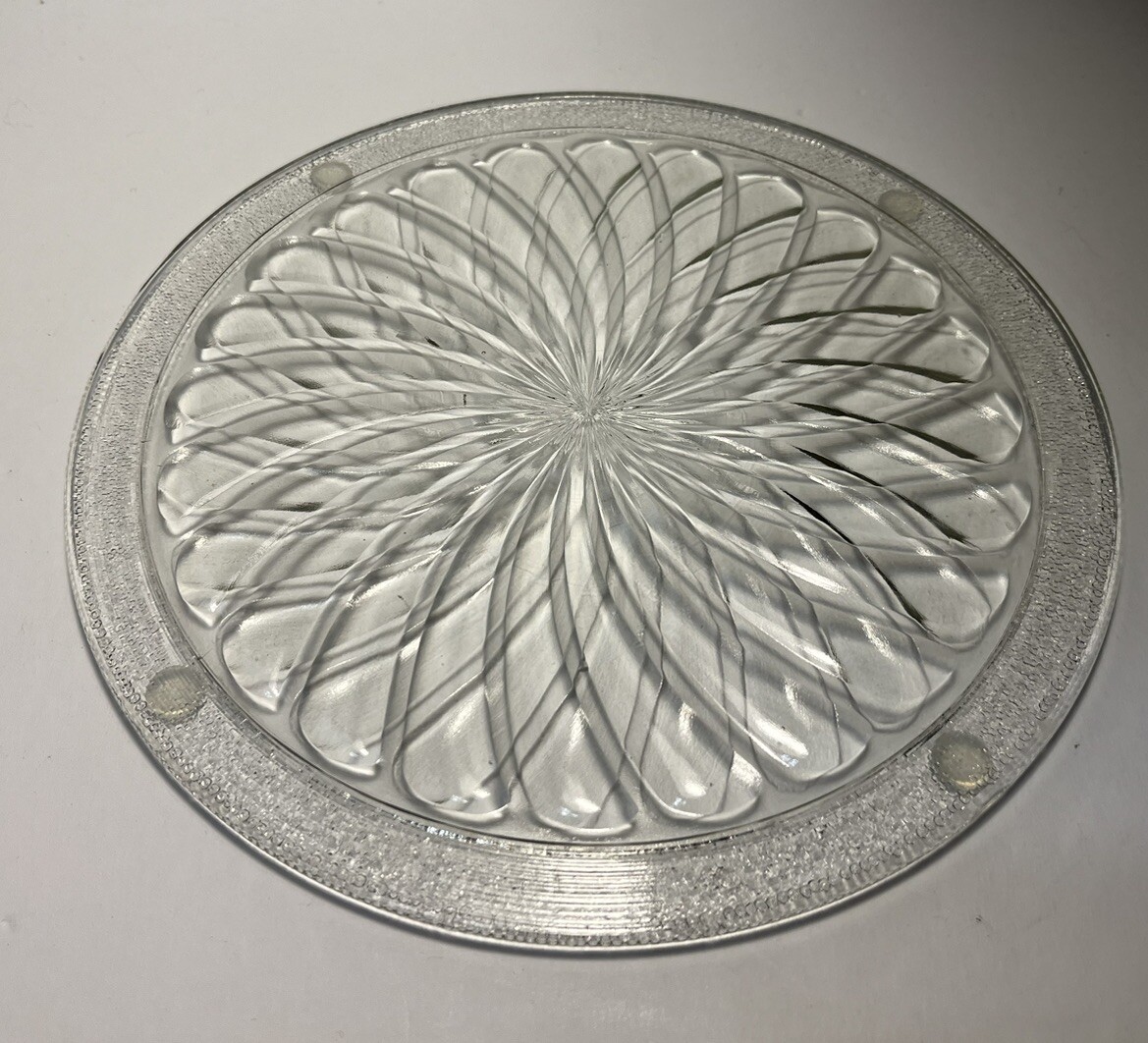 Vintage MCM Round Glass Swirl Cake Serving Plate Platter Dish OR Clear ...