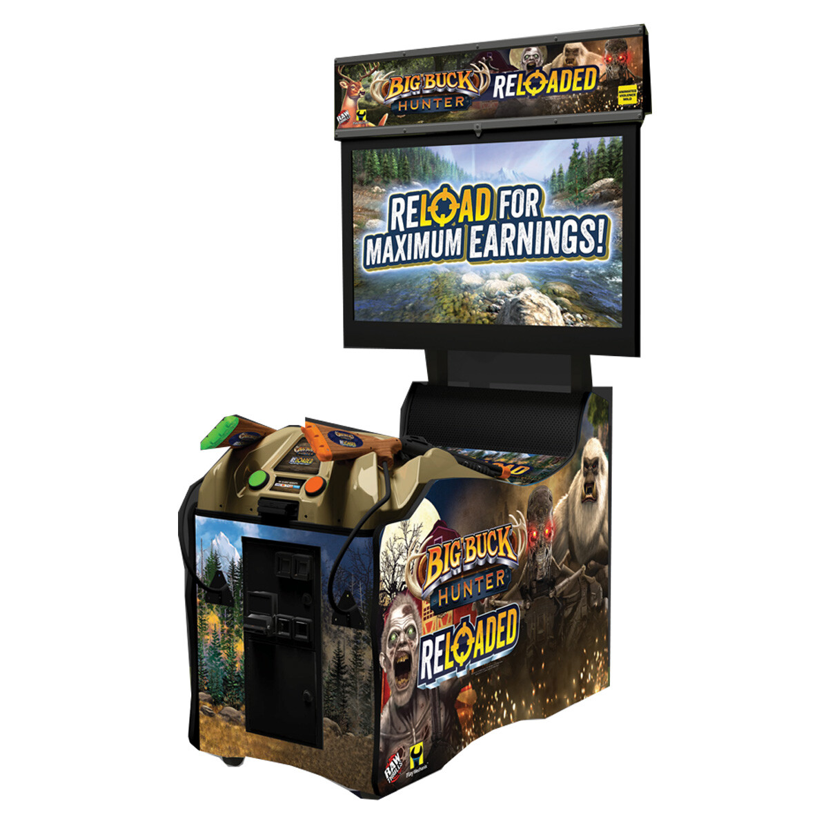 Big Buck Hunter Reloaded Panorama Gun Shooting Arcade Game 42" Monitor ...