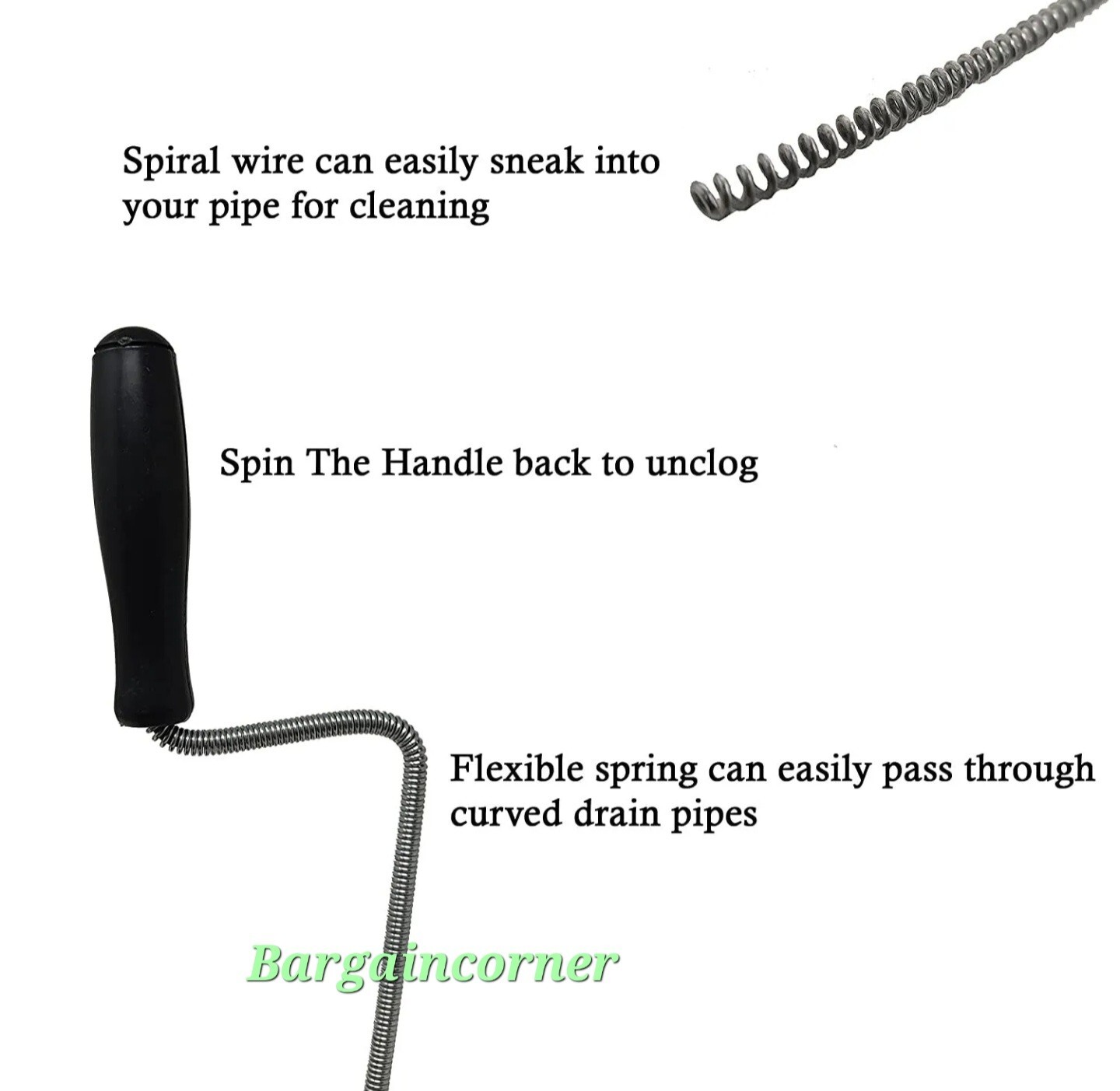 Drain Unblocking Spring Snake Wire Rod Unclog Sink Shower Pipe ...