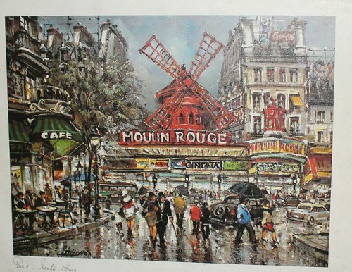 Vintage impressionniste paysage urbain Paris Moulin Rouge print | eBay