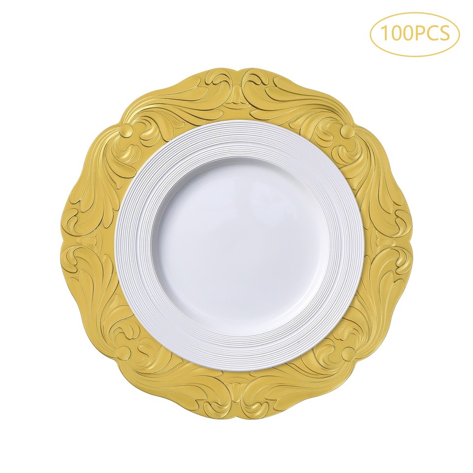 32.5cm Decorative Plate for Table Dinner Kitchen Gold 100*Plastic ...