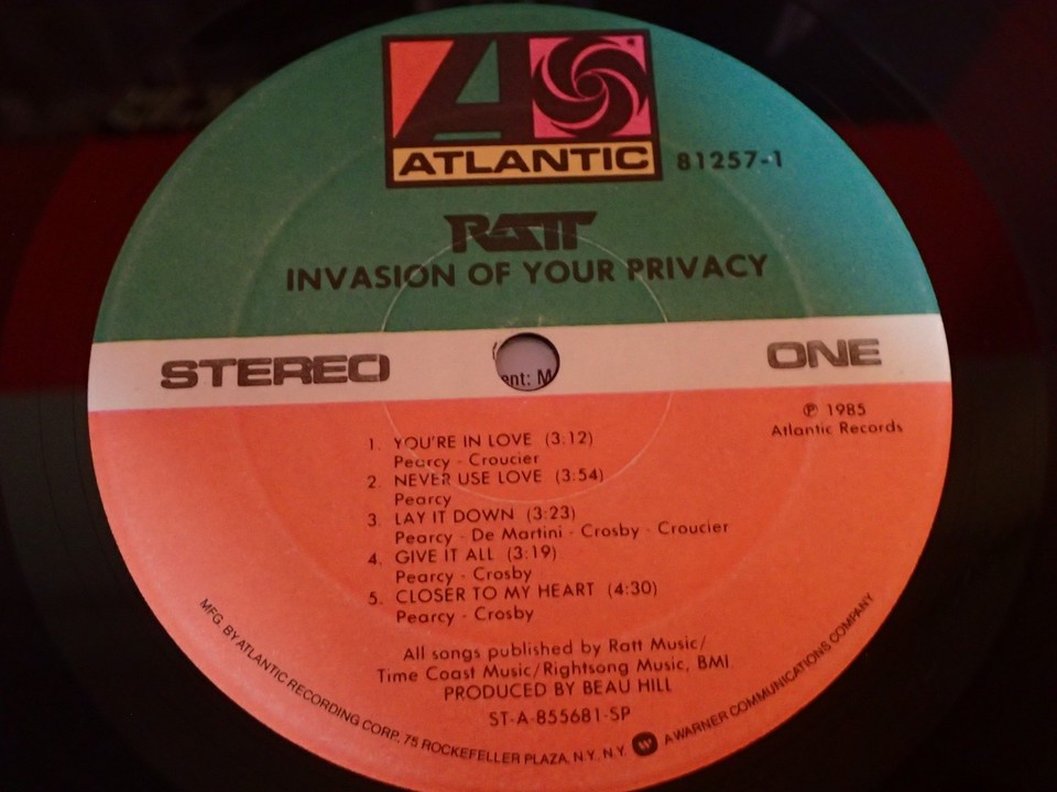 Ratt Invasion Of Your Privacy LP Vinyl Record Atlantic Records 81257-1 ...