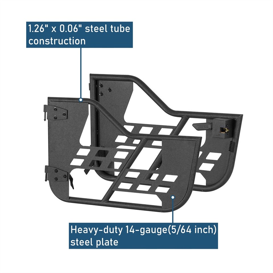 Steel Armor Tube Half Door Tubular Doors Fit 1976-1995 Jeep CJ-7 ...