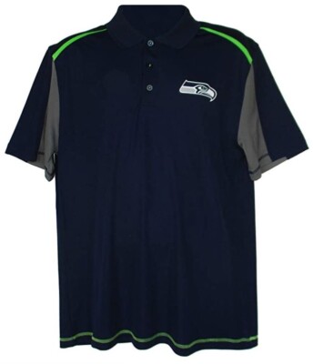 Seattle Seahawks Men's Performance Polo Shirt - Navy Blue w/ Lime Green ...