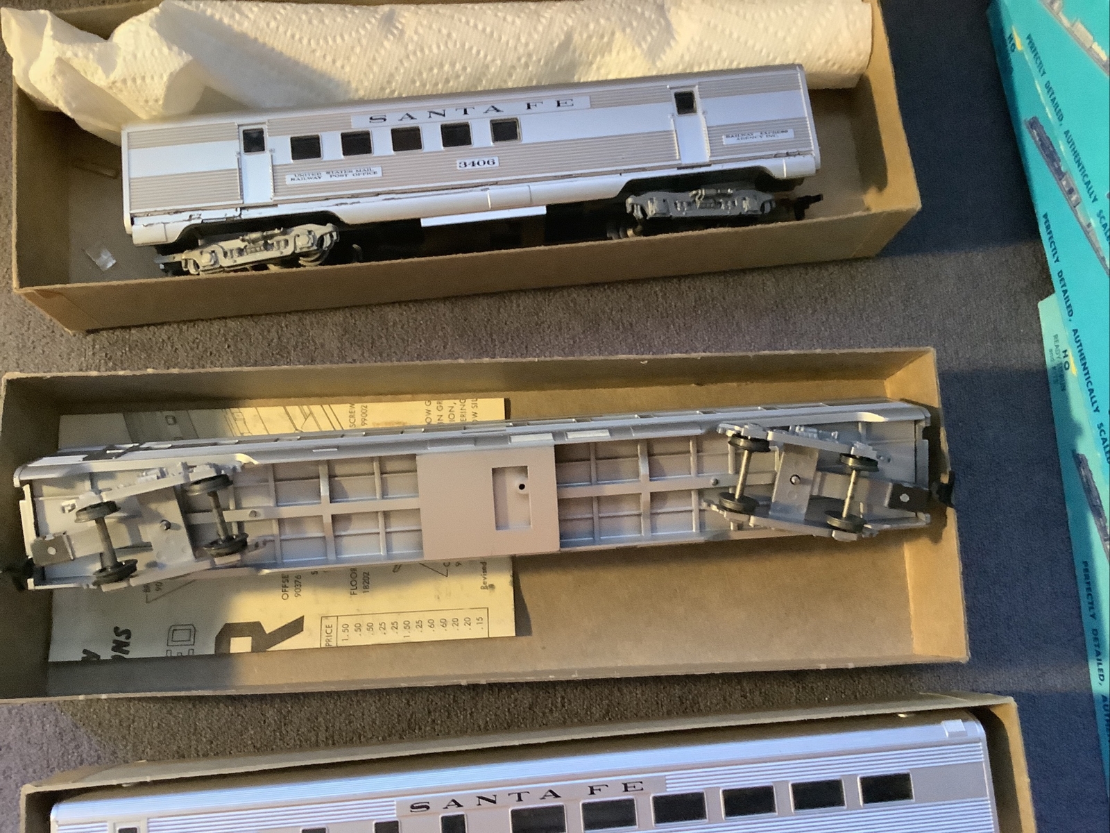 Athearn 1791 & 1801 Santa Fe Passenger Cars # 606 & 3406 HO Scale Used ...